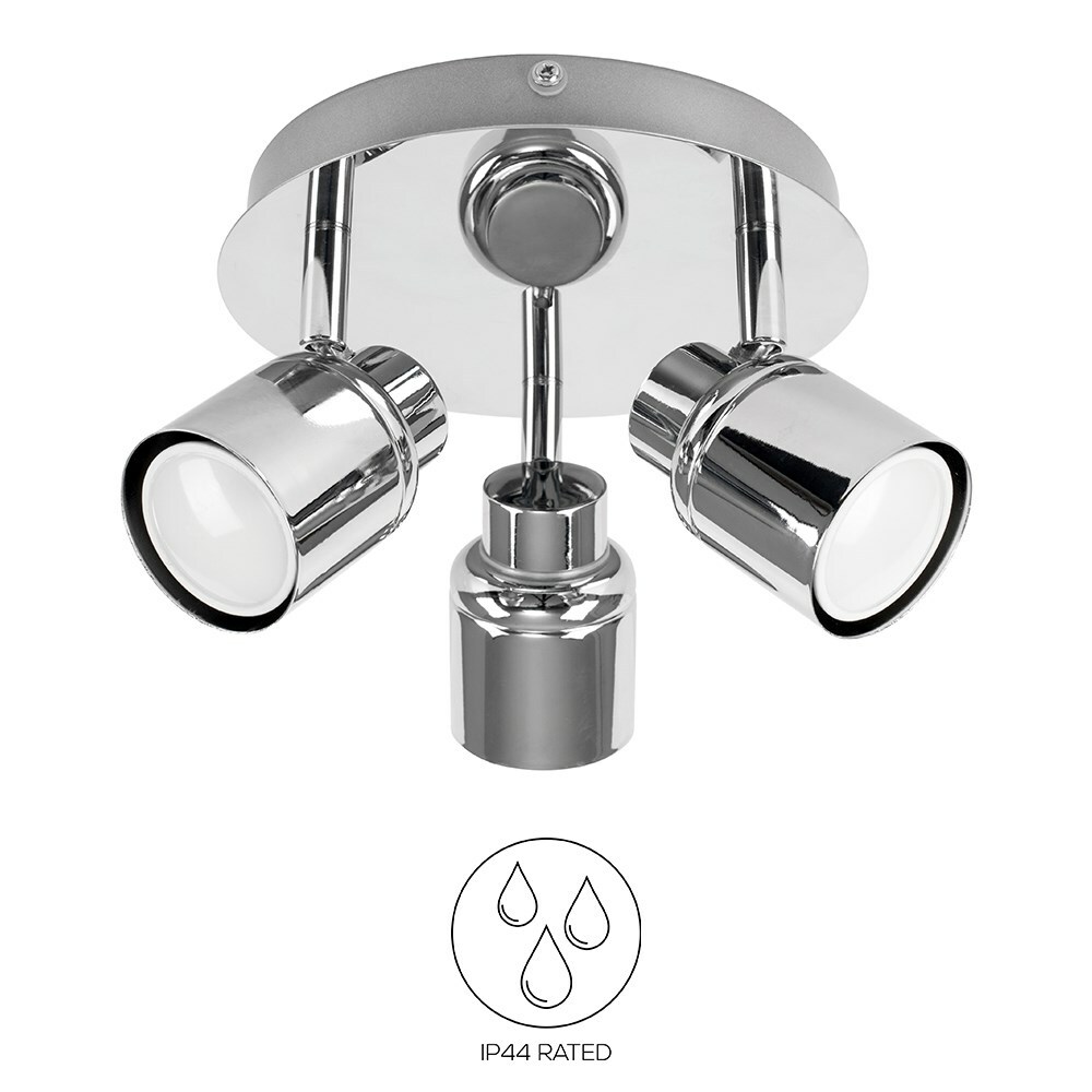 Flush Spotlight IP44 3 Way Round Plate Bathroom Kitchen Spot Lights LED ...