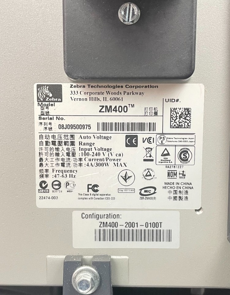Zebra ZM400 Direct & Thermal Transfer Barcode Label Printer | USB ...