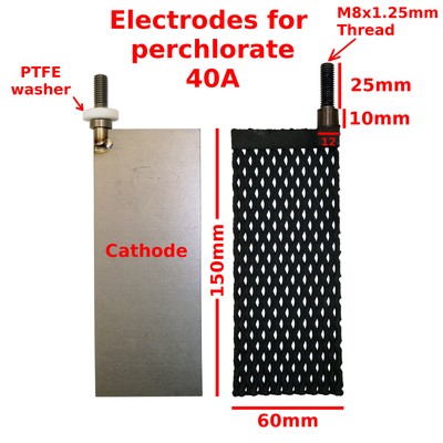 PbO2 MMO Anode + Cathode electrodes for lab chlorate perchlorate ...