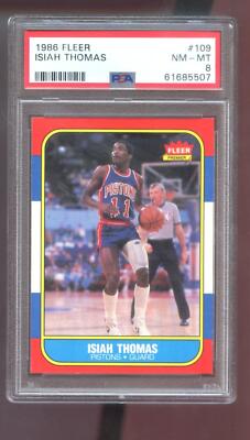 1986-87 Fleer #109 Isiah Thomas ROOKIE RC PSA 8 Graded Basketball Card ...