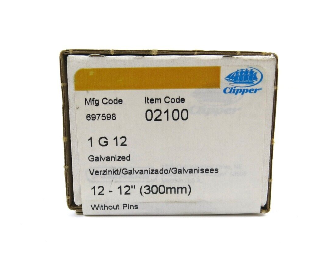 Clipper 1G12 02100 Galvanized 12" Belt Fastener Lacing Box of 12 W/O ...