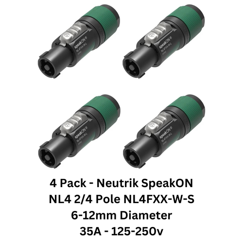 4x Pack Neutrik SpeakON NL4 4 Pole NL4FXX-W-L/S -Loud Speakers Passive ...