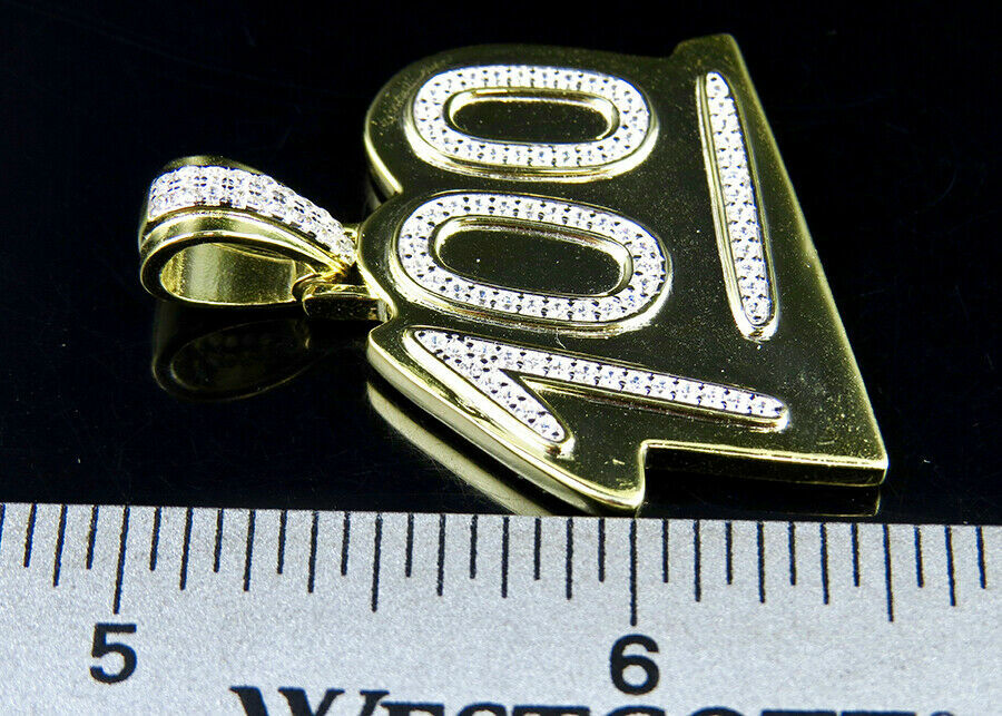 Men's 14K Yellow Gold Plated 0.50 Ct Moissanite Number "100" Pendant 1. ...
