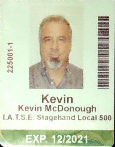 Kevin McDonough Stagehand ID Badge IATSE Local 500 Florida ESCA Concert ...