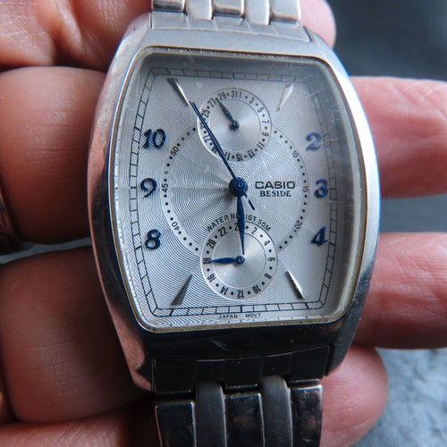 All Steel Casio Beside Day & Date Quartz Women Watch | eBay