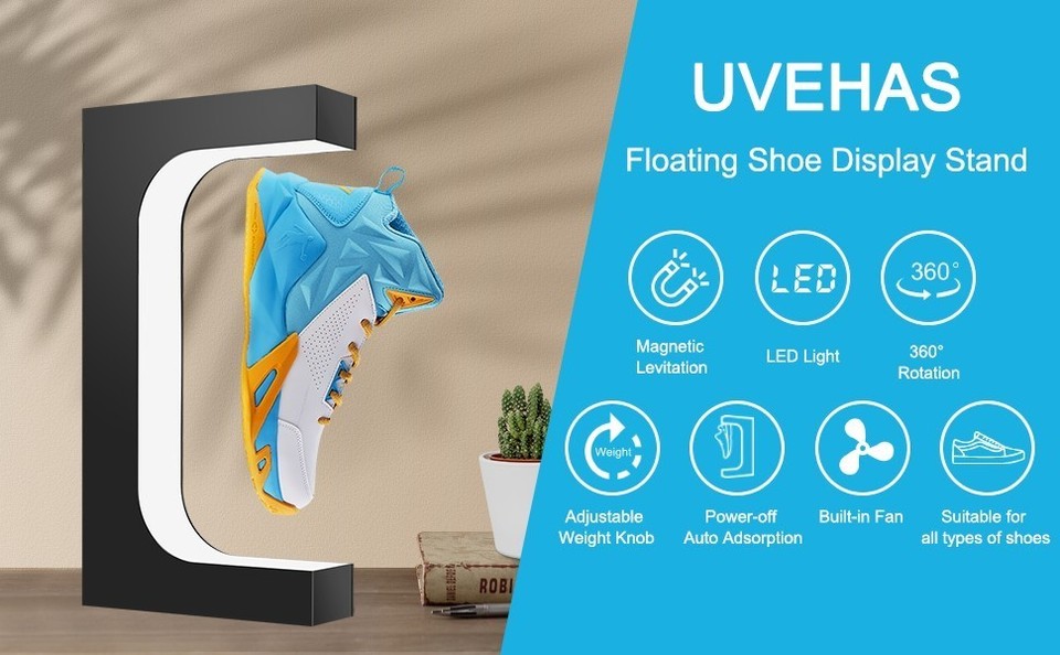 Floating Shoe Display Magnetic Levitating Sneaker Stand Holder Rotation ...