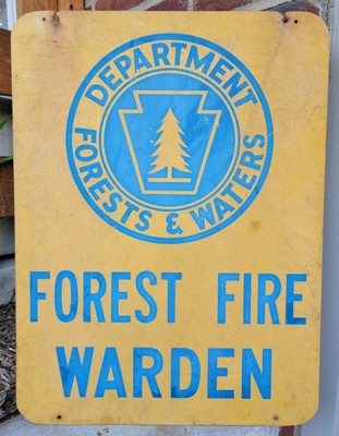 Vintage Forest Fire Warden Sign Dept of Forests & Waters Pennsylvania ...