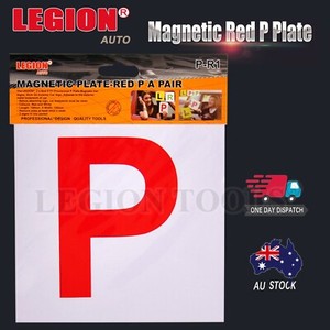 RED P Plate Magnetic 2pcs Driver Car Number License GREEN P Yellow L P1 ...