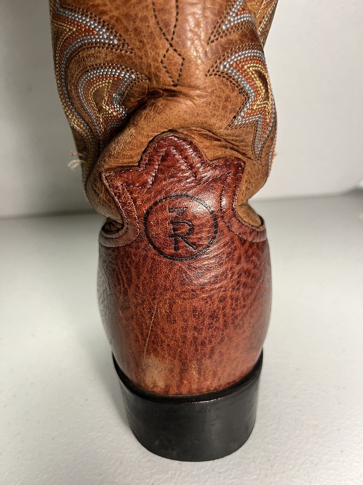 Tony Lama RR1100 Men's Brown Leather Ropers Cowboy Western Boots Size ...