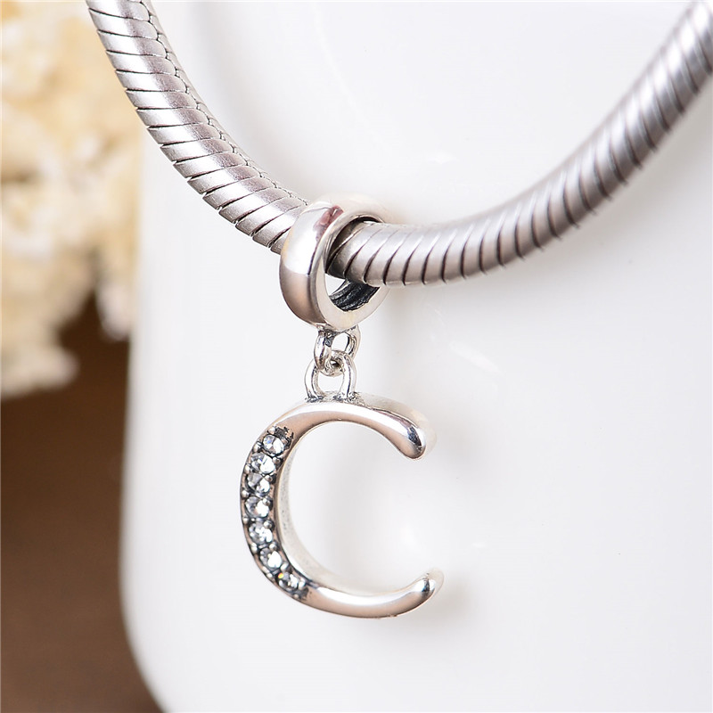 Letter 'C' Initial Pendant Charm, SILVER Jewellery, Alphabet Charms for ...