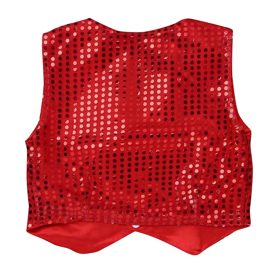 US Sparkly Sequin Vest Waistcoat Dance Show Performance Costume Unisex ...