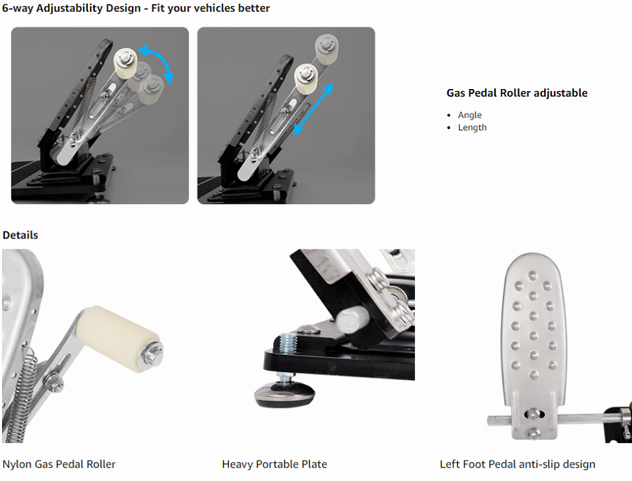 Left Foot Accelerator Gas Pedal Portable LFGP Drive Assist for Handicap ...