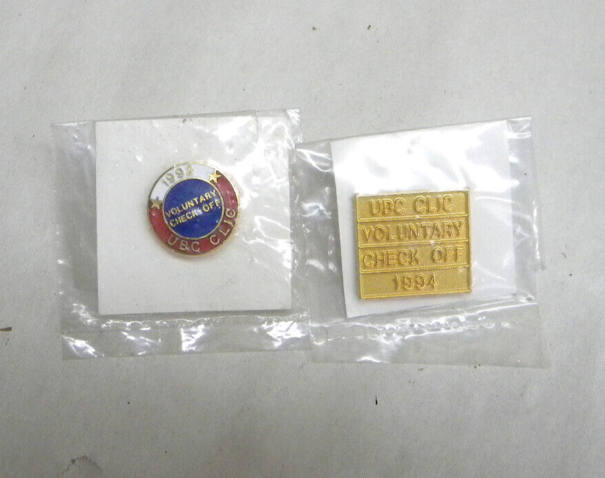 3 Vintage UBC CLIC Voluntary Check-Off Carpenters Union Lapel Pins 1992 ...