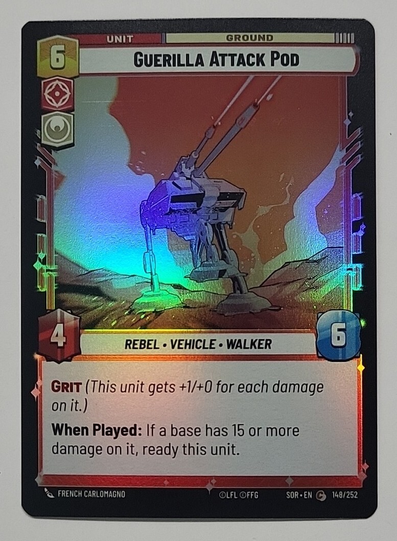 STAR WARS UNLIMITED SoR #148 GUERILLA ATTACK POD COMMON FOIL UNIT | eBay