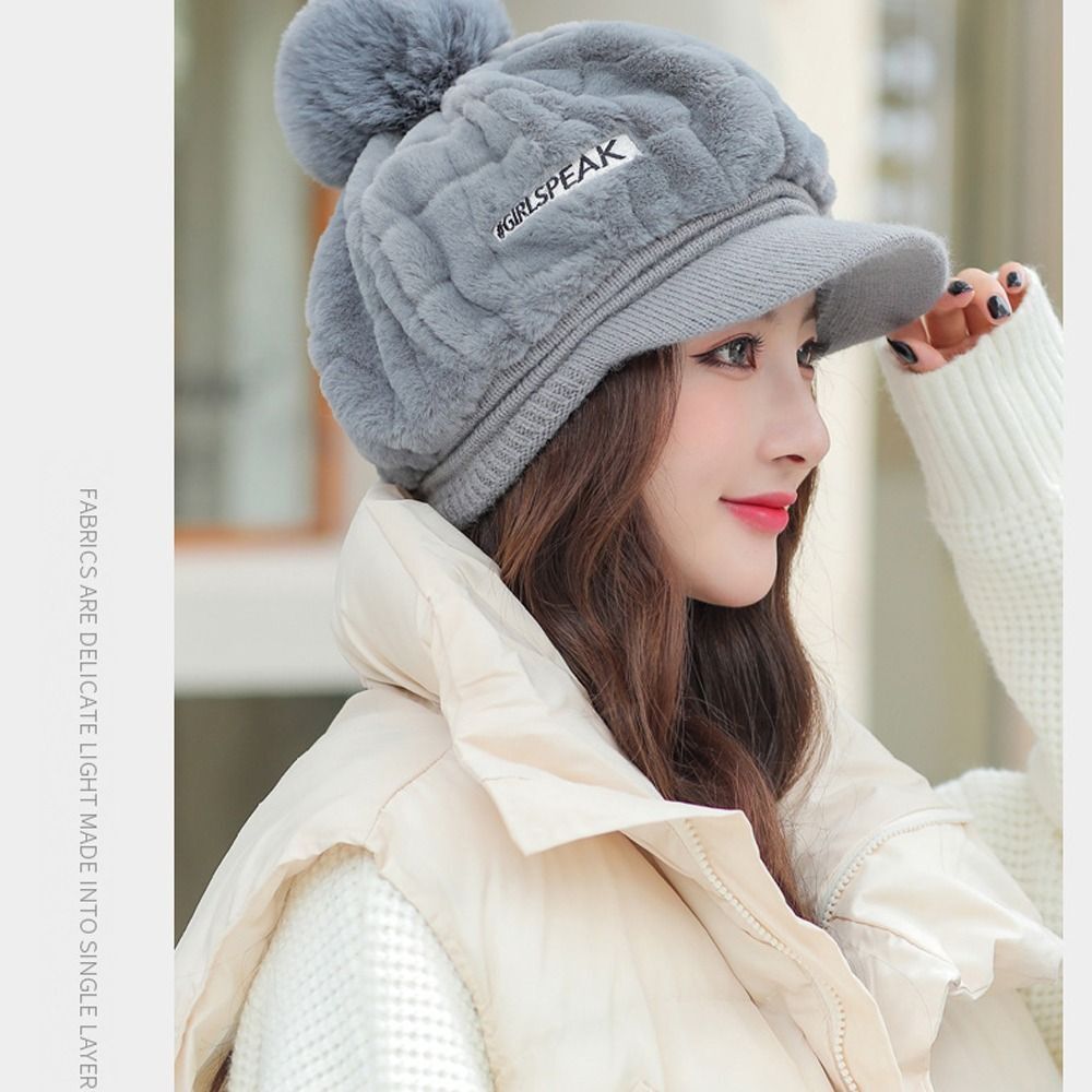 Soft Peaked Cap Thick Fur Faux Winter Hat Gift Duck Tongue Cap Autumn ...