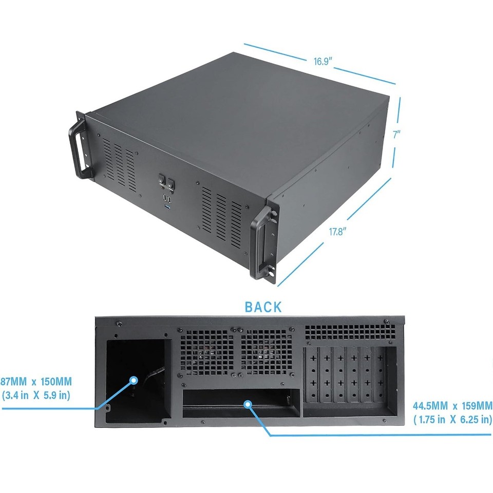 Rosewill RSV-R4200U 4U Server Chassis 11 Bay Server Case 11X 3.5 + 3X 2 ...