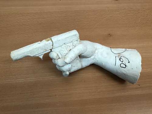 PLASTER LIFECAST of HAND Holding PLASTER PROP GUN - Unpainted - Alvarez ...