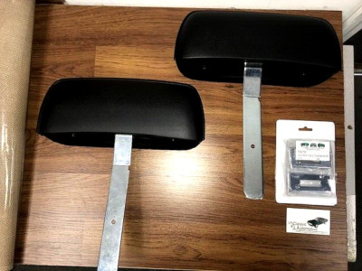 1969 Camaro Headrests with Escutcheons Pair head rests+chrome bezels ...