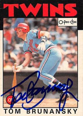 Tom Brunansky autographed baseball card (Minnesota Twins) 1986 O-Pee ...