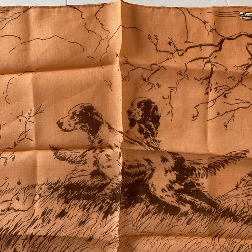 Vintage Hunting Dogs Hankie English Setter Hand Blocked A Foard Print w ...
