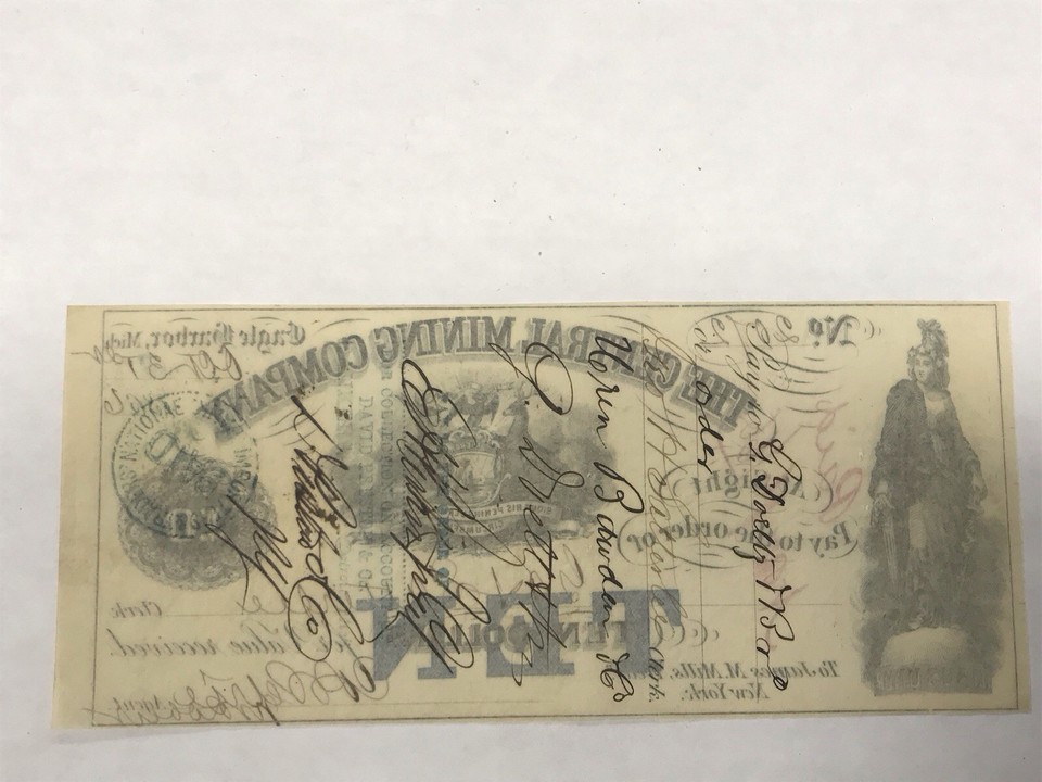 A&O-Eagle Harbor, Michigan 10 Cents Blue Central Mining Co. 1866 DEER ...
