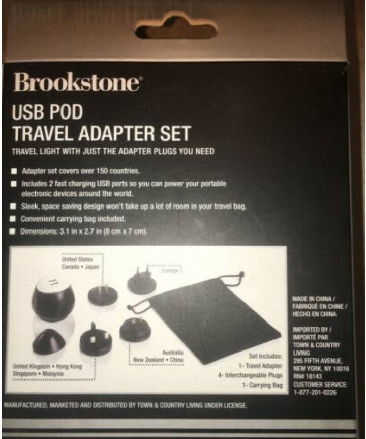 Brookstone USB Pod Travel Adapter Set (2 USB Ports - Works In 150 ...
