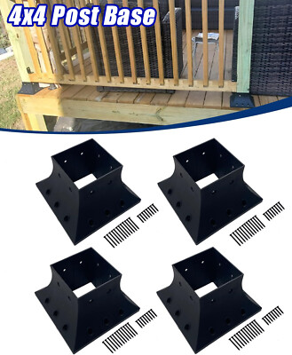 4 PACK 4x4 Post Base (Actual 3.5x3.5) Inches Deck Post Base 4x4 Post ...
