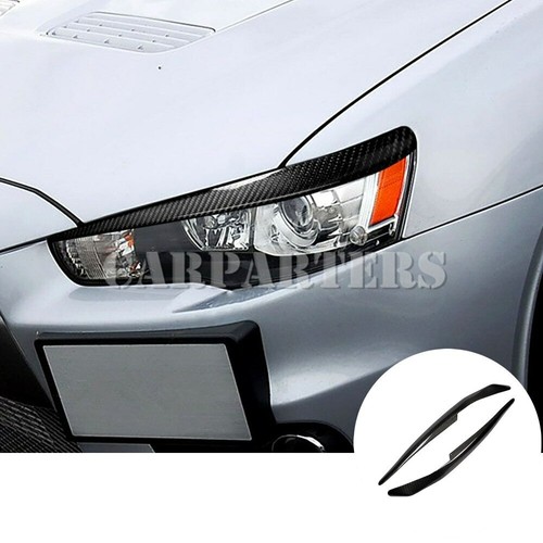 For Mitsubishi Lancer EVO Carbon Fiber Headlight Eyebrow Eyelid Cover ...