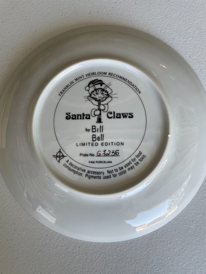 Christmas Santa Claws Santa Claus Franklin Mint Bill Bell Cat Plate | eBay