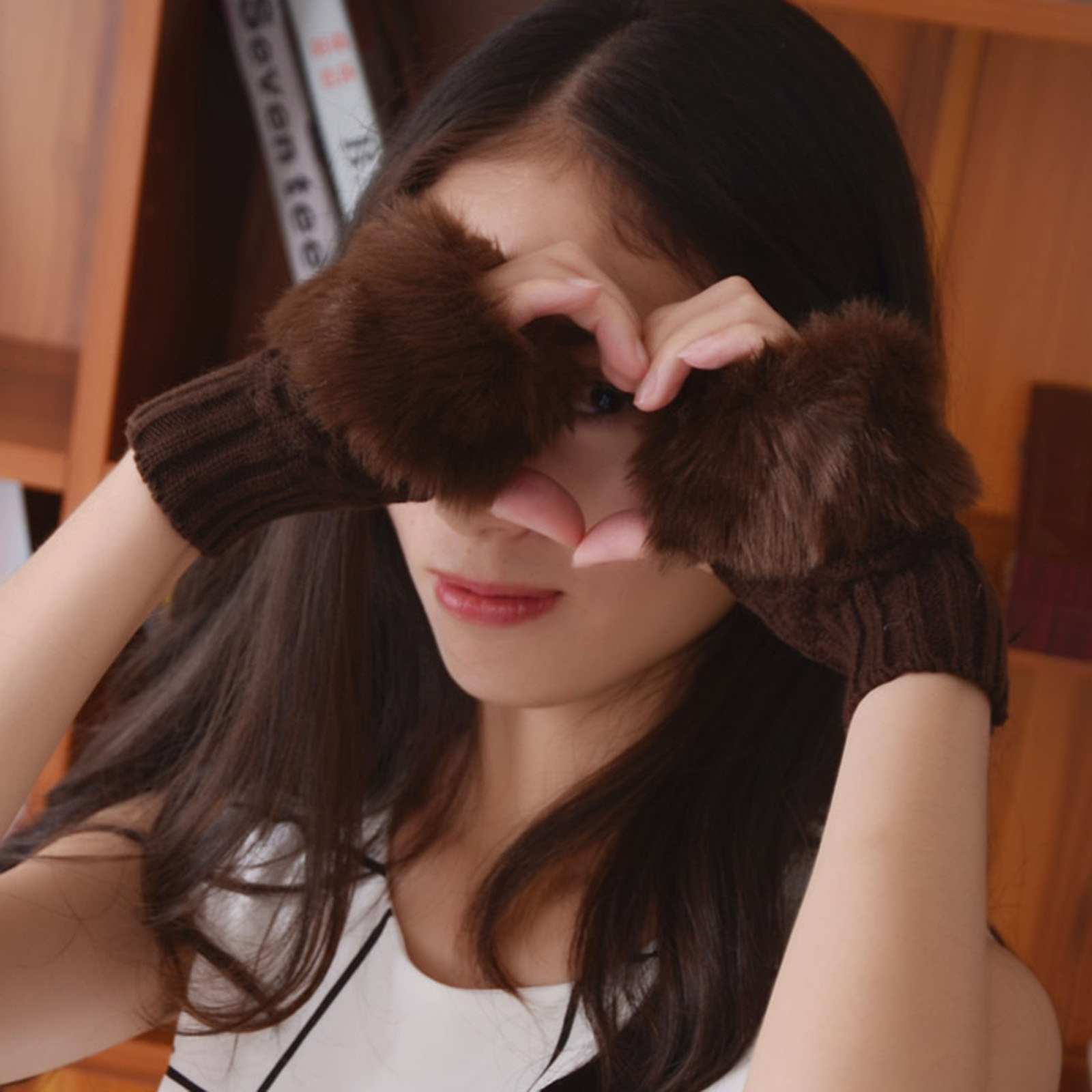 1 Pair Winter Gloves Knitted Elegant Elastic Women Mittens Plush | eBay