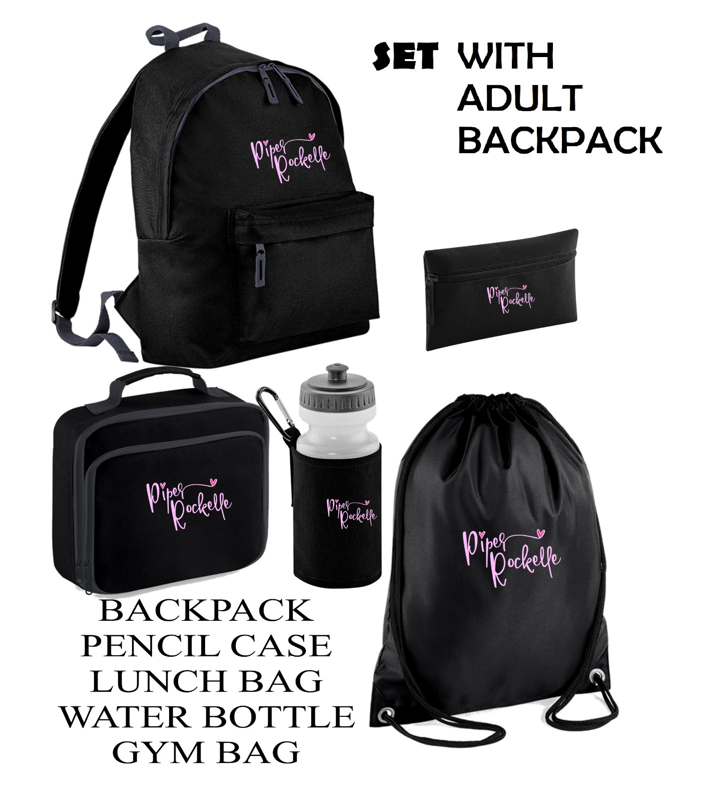 PIPER ROCKELLE BACK TO SCHOOL Backpack LunchBag WaterBottle Pencilcase ...