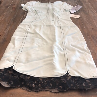 J Mendel Paris Notched Bodice Dress Size 4 in Mint/Black | eBay