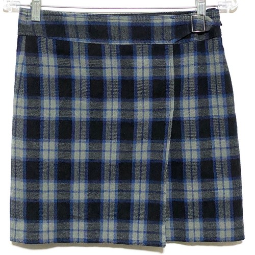 Loft Plaid Faux Wrap Mini Skirt 0P Preppy School Girl Dark Academia ...