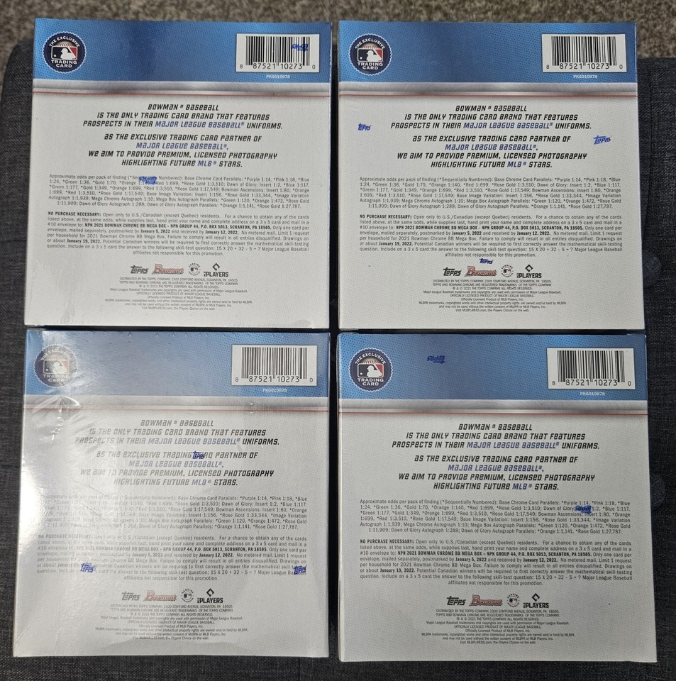 2021 Bowman Chrome Baseball Mega Boxes (4) Four Sealed Boxes | eBay
