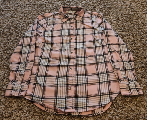 Old Navy Shirt Womens Small Pink Plaid Light Flannel Long Sleeve Button ...
