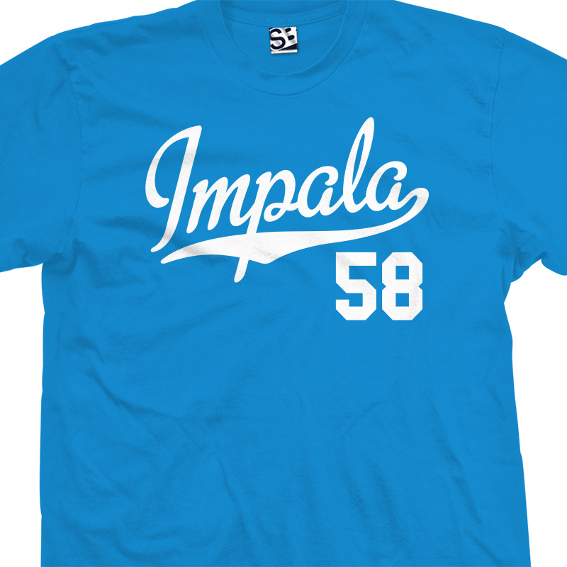 Impala 58 Script T-Shirt | 1958 SS Lowrider Classic Car Mens Sports ...