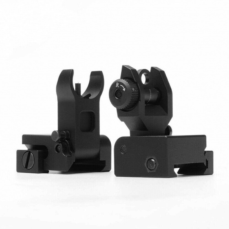 Tactical Folding Flip Up Iron Sight Front Rear Sights Set 20mm ...