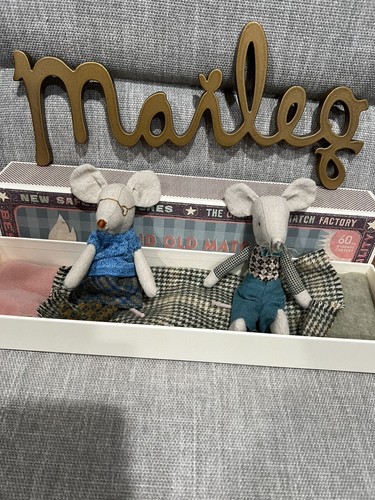 Maileg Grandma and Grandpa Mouse in Matchbox Bed | eBay