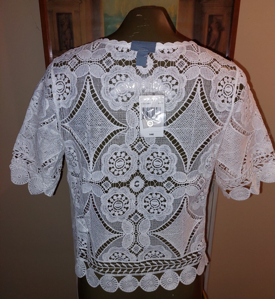 NWT Rabbit Rabbit Rabbit Women White Cardigan Shrug Wrap Lace Shrug ...