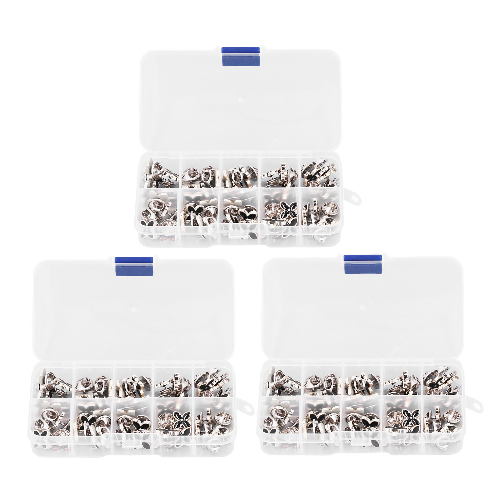 3 Boxes 150pcs Brooch Buttons Four Pointed Shape Detachable Brooch Pins ...