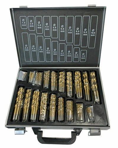 170pc metric drill set 1-10mm tin coated HSS drills for metalwork ...