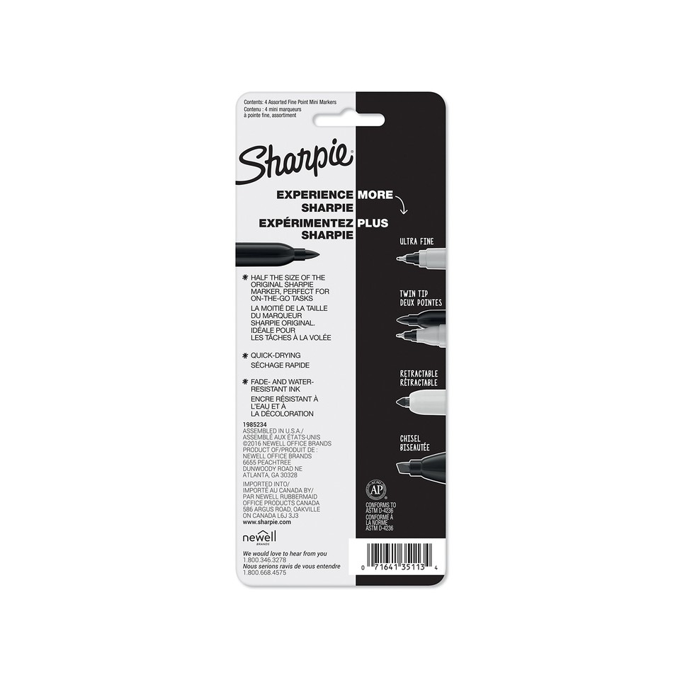 SHARPIE Mini Permanent Markers Fine Point Assorted Colors 4 Count | eBay