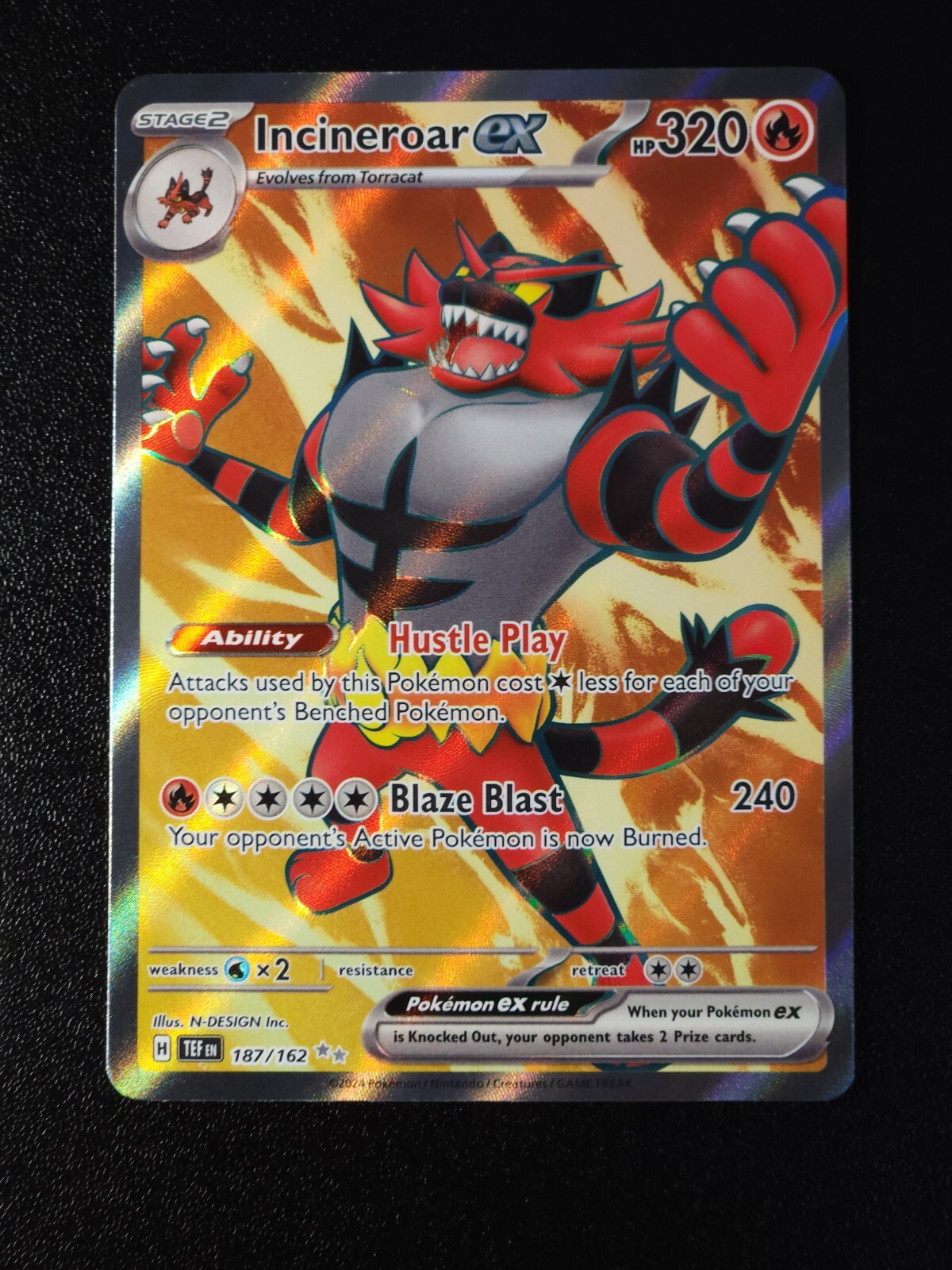 Pokemon TCG Incineroar ex 187/162 Temporal Forces Ultra Rare Holo Full ...