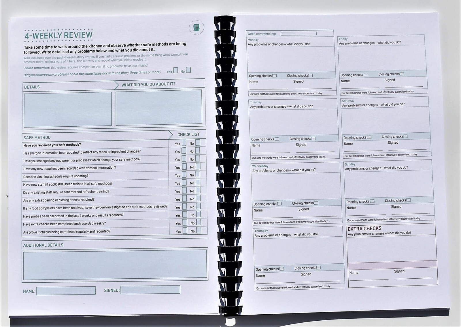 Safer Food Better Business for Caterers SFBB 2025 6 Month Diary Refill ...