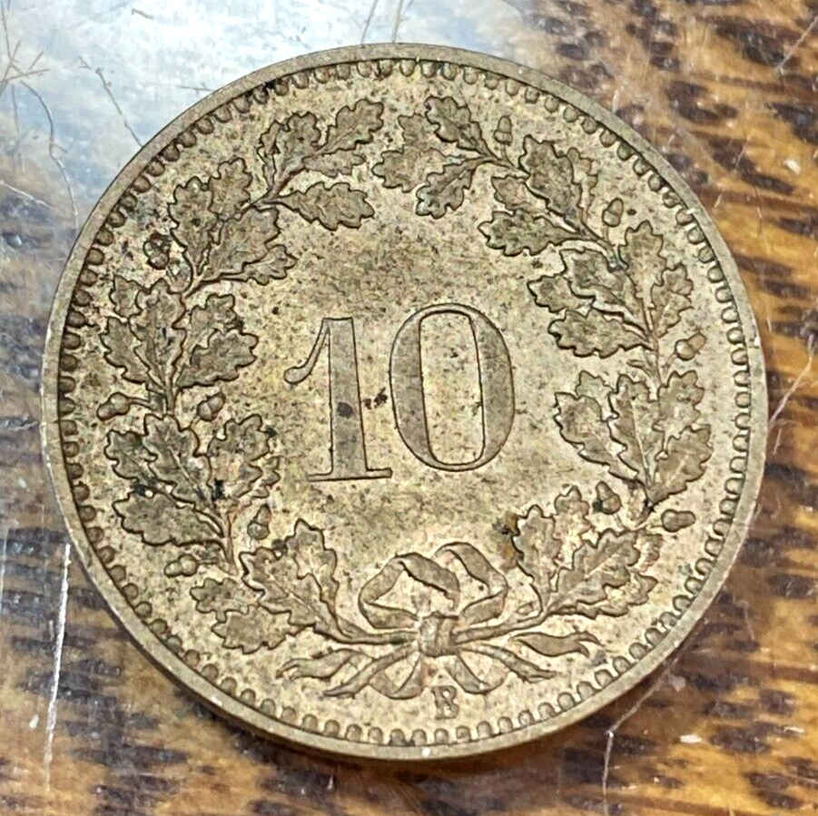 1885-B Switzerland 10 Rappen Nice Original AU KM-27 CHRC | eBay