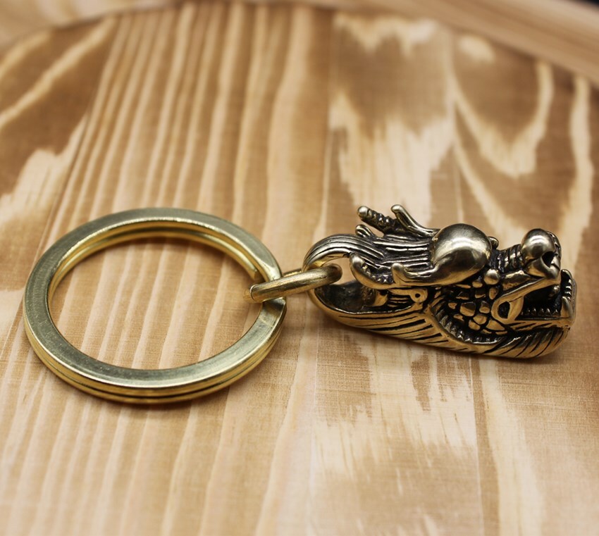 1 Pc Solid Brass Dragon Keychain Keyring Brass Keychain Pendant ...