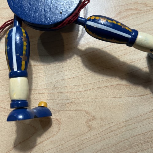 Vintage Wooden Pull string Toy Jester Clown Jumping Jack 9” | eBay