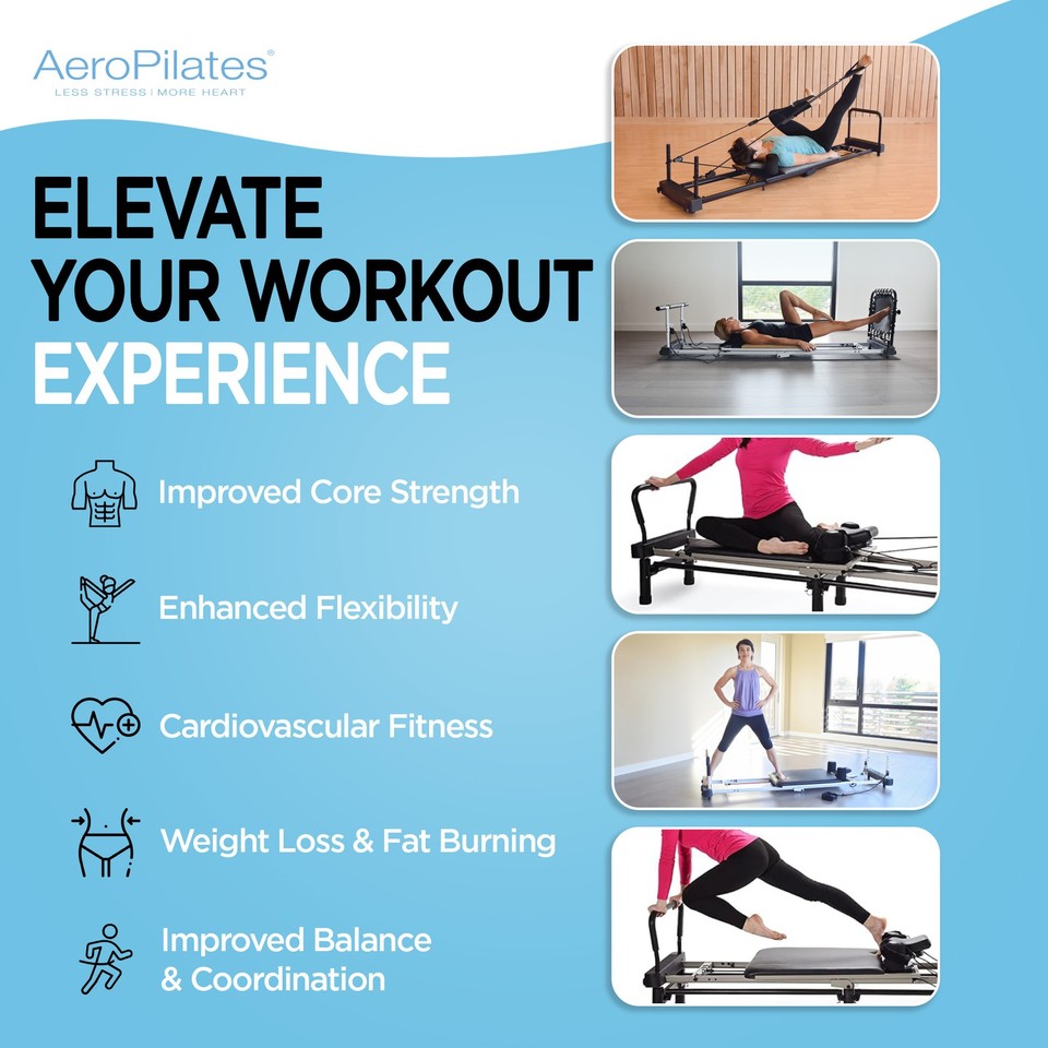 Stamina Aero Pilates Foldable Reformer Machine w/Cardio Rebounder (Open ...