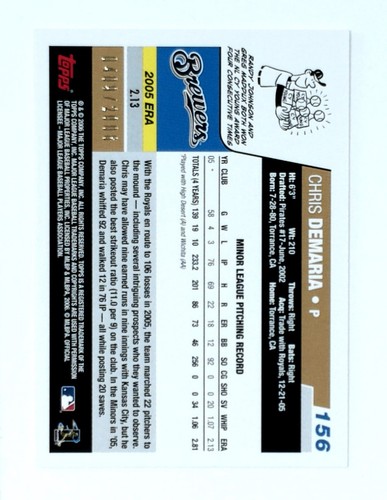 2006 Topps Opening Day #156 Chris Demaria Red Foil Milwaukee Brewers ...