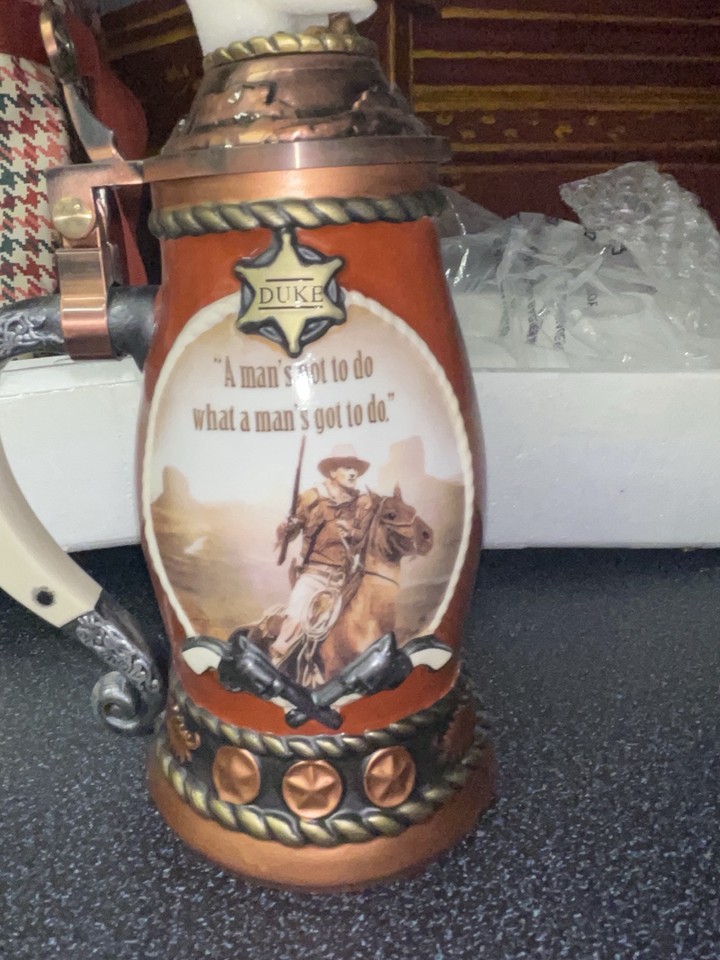 Bradford Exchange John Wayne “Straight Shooter” Porcelain Lidded Stein ...